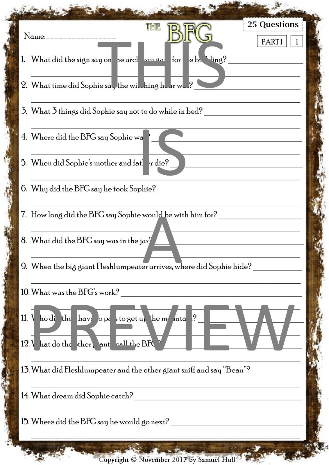 The BFG Movie Guide (2016) + Activities (Color + B/W) - Answer Keys ...