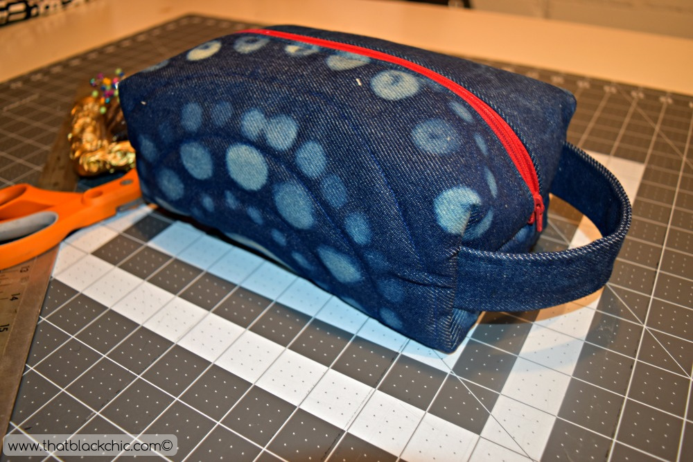 Another DIY Square Cosmetic Bag with Denim & Lips this time![ Tutorial ...