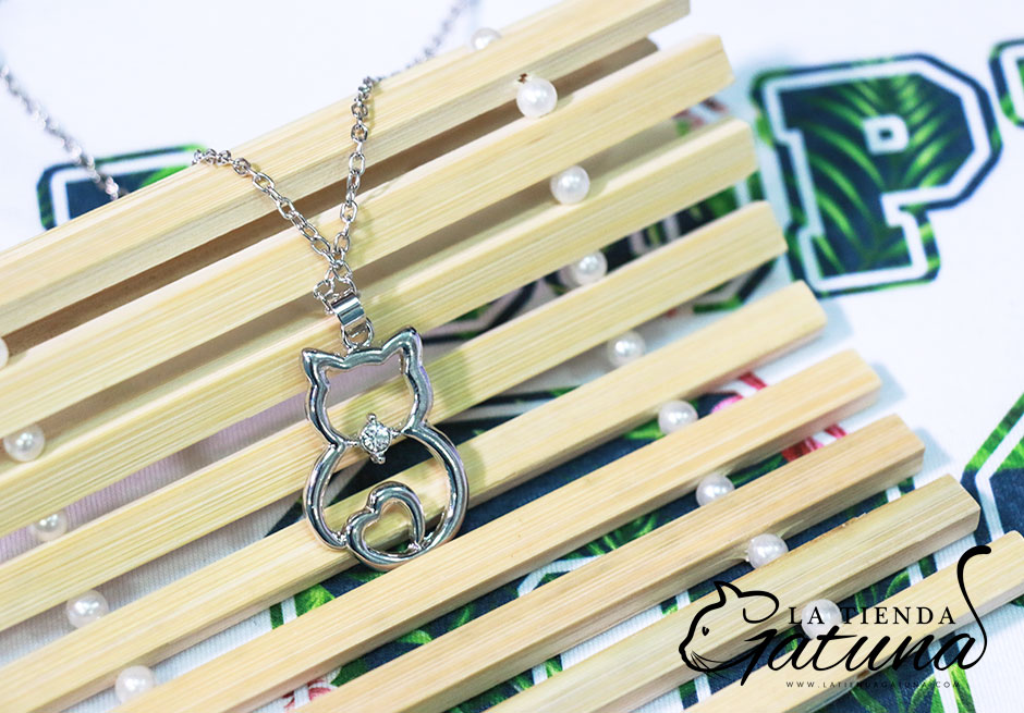 Cadena Gato Plateado - Piedra Brillante Ref.034 - La Tienda Gatuna ...