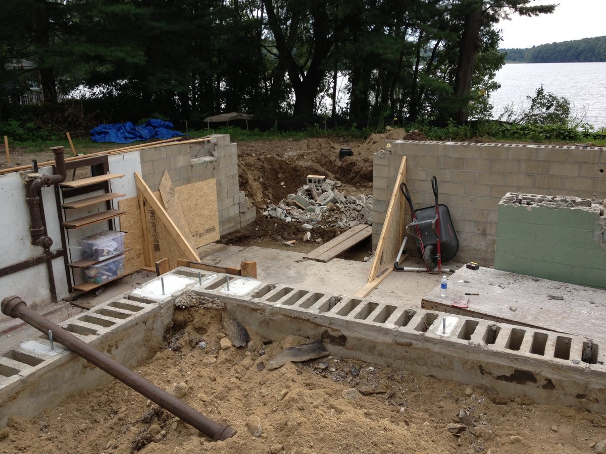 Pretty Good Lake House: Basement and foundation work