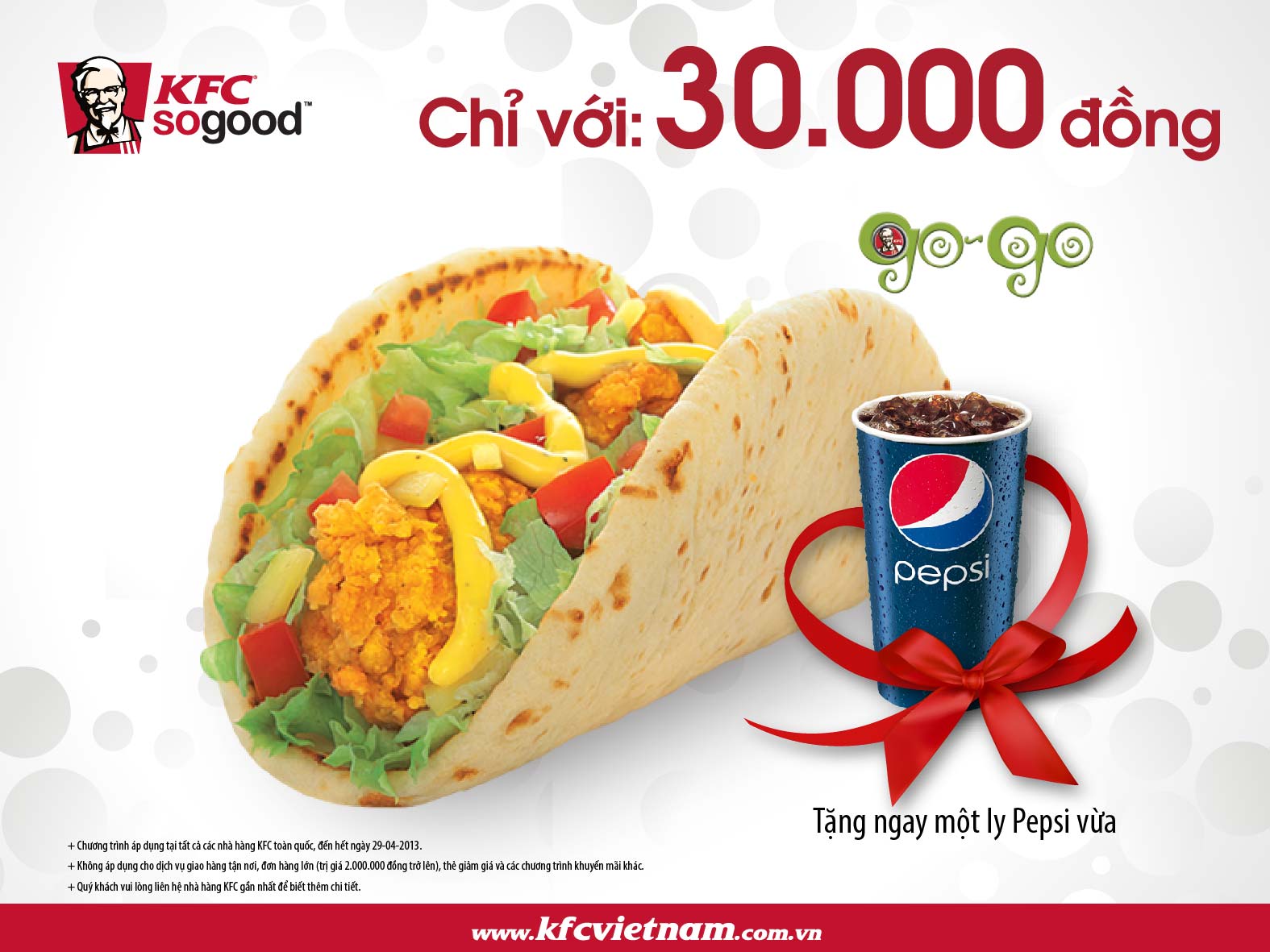 Khuyến mãi bánh Go Go và Pepsi chỉ 30.000đ tại KFC | Diemanuong365