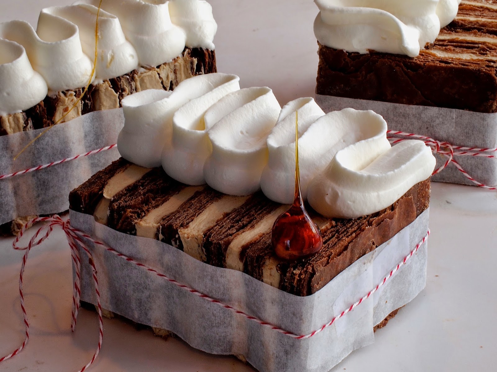 Chocolate-Praline Napoleons: a study in puff pastry