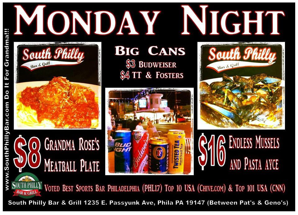 South Philly Bar and Grill: Meatballs, Mussels & Big Cans Monday