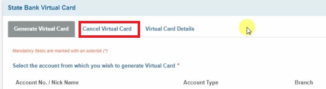 How to generate SBI virtual card?