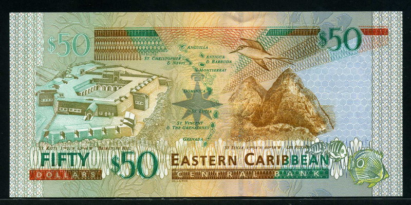 50 Caribbean Dollars banknote, Queen Elizabeth.|World Banknotes & Coins ...