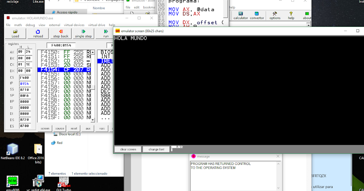 Lenguajes De Interfaz: Utilizacion del EMU8086 Y TURBO Assemlber
