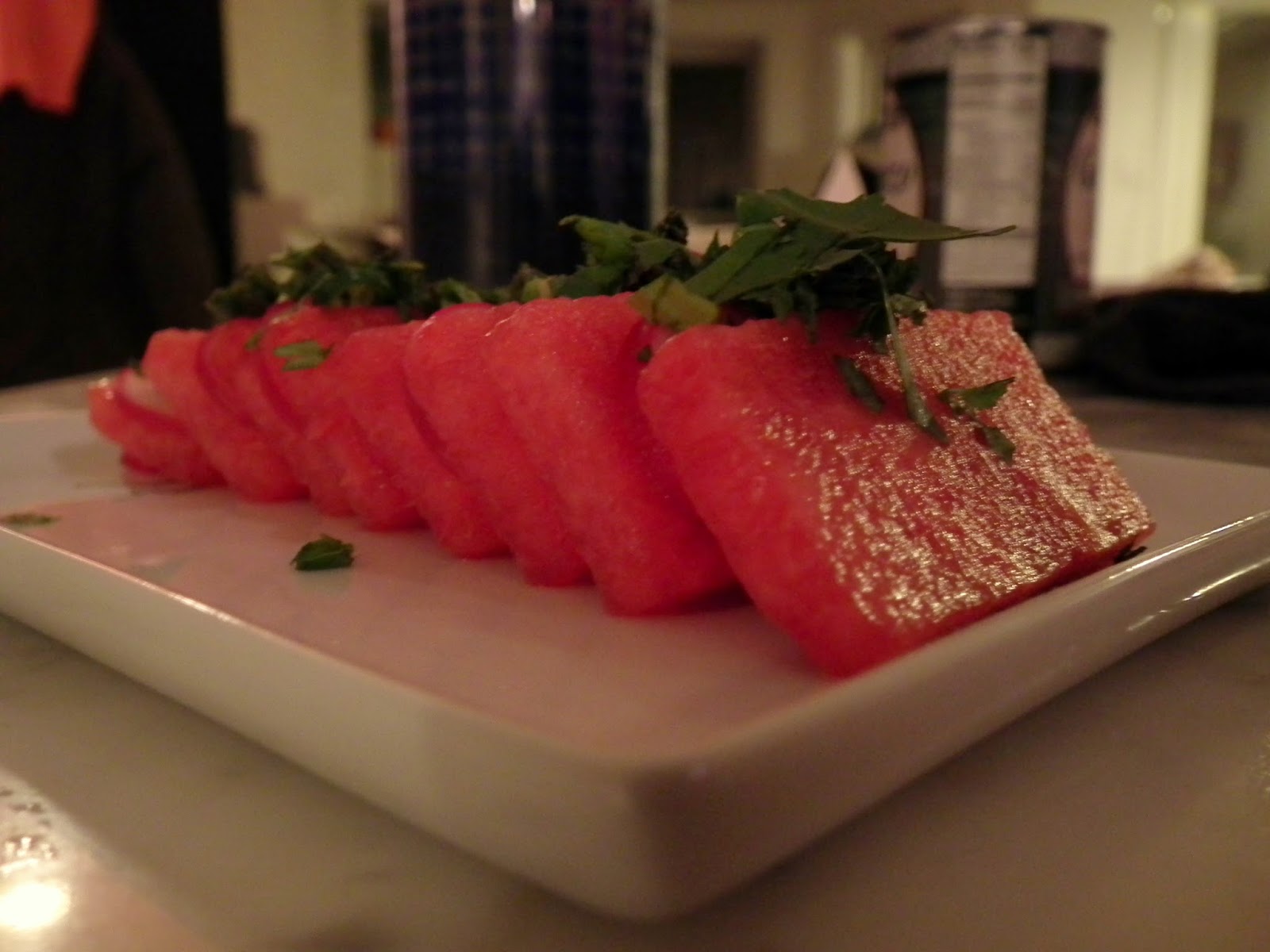 2 Hungry Hearts: Compressed Watermelon Sashimi