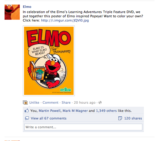 Diana Leto Designs: Elmo's quick to the finish when he reads his spinach!