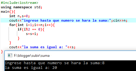 suma de números pares en c++ ejercicio