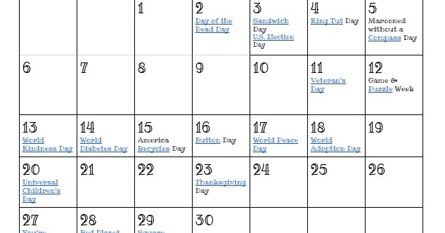 Printable November Calendar Special Days Holidays FREE - Adventures of ... Printable November Calendar Special Days Holidays FREE - Adventures of ...