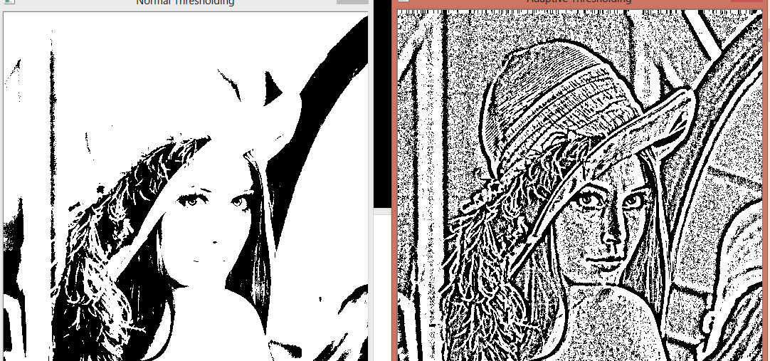 OpenCV with C++: Difference between Normal Threshold and Adaptive ...