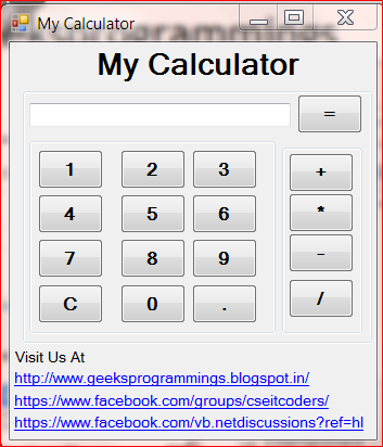 Make calculator in .net - geeksprogrammings