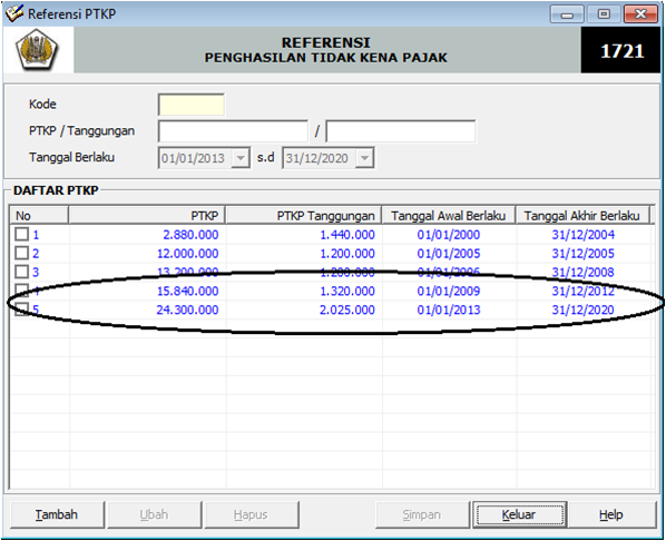 Menambah Referensi PTKP di e-SPT PPh 21