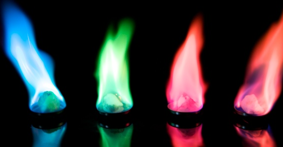 Fuego de colores con químicos