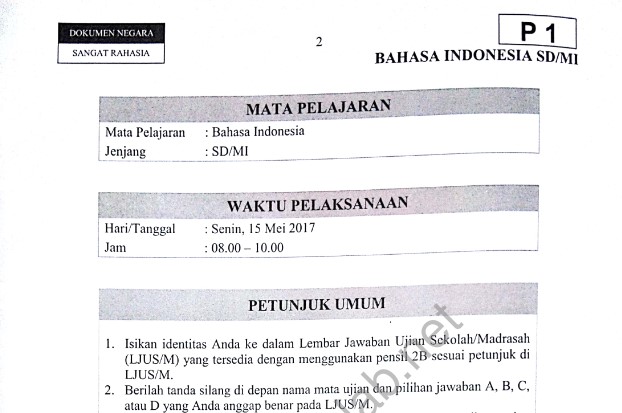 Soal Ujian Sekolah Naskah Asli dari Tahun 2009 US/M - Administrasi ...