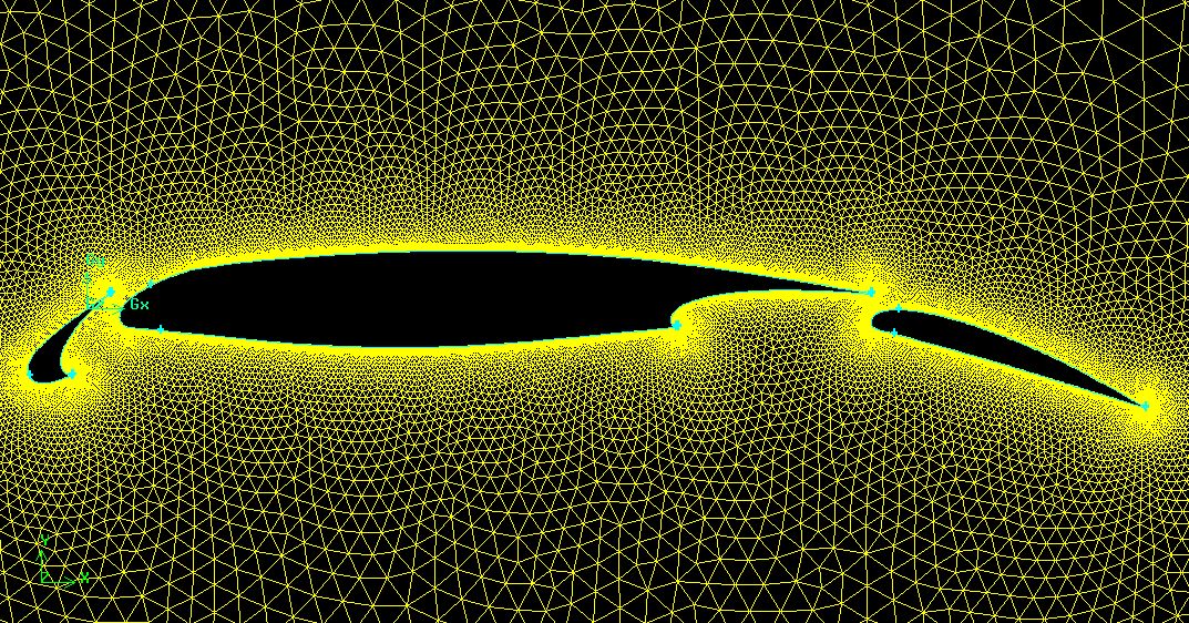 Grid Generation for CFD: Gambit: Viscous grid for a multi element airfoil, NHLP2D