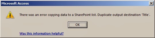 Sawafs Food For Thought Microsoft Access Error Copying Data To Sharepoint