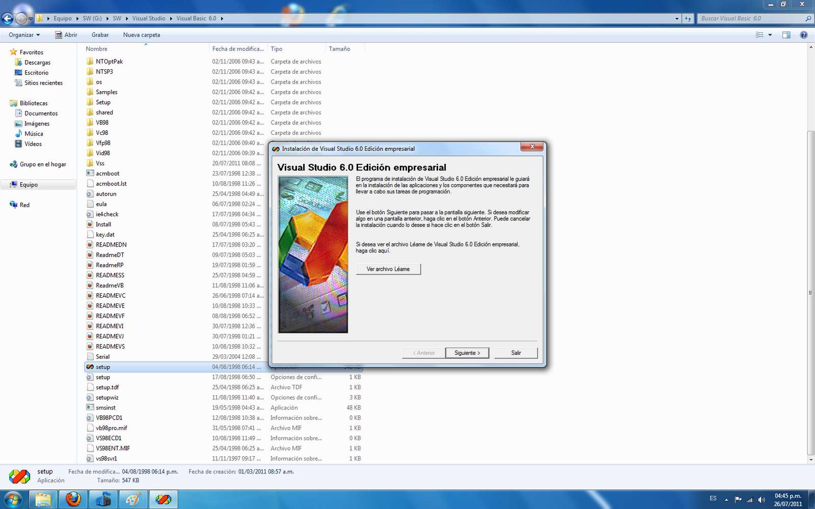 El blog del Herr: Instalar Visual Basic 6.0 desde Windows 7 32 Bits.
