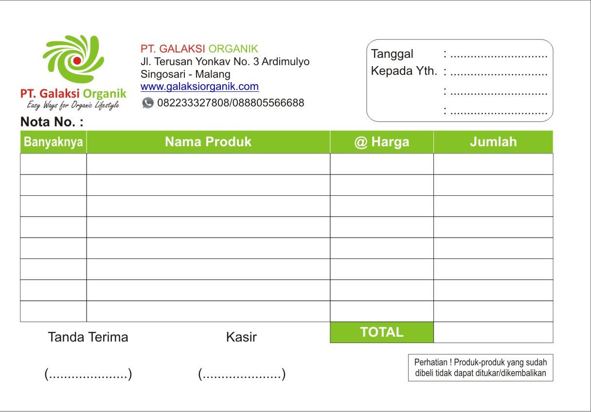 Contoh Nota Bon Kosong | Percetakan di Malang | Cetak murah dan ...