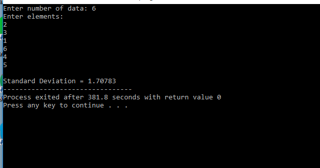 C Program To Calculate Standard Deviation Using Function