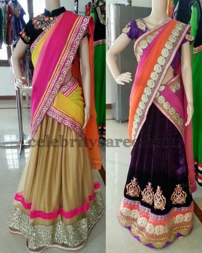 Pretty Velvet Half Sarees by Vani - Saree Blouse Patterns