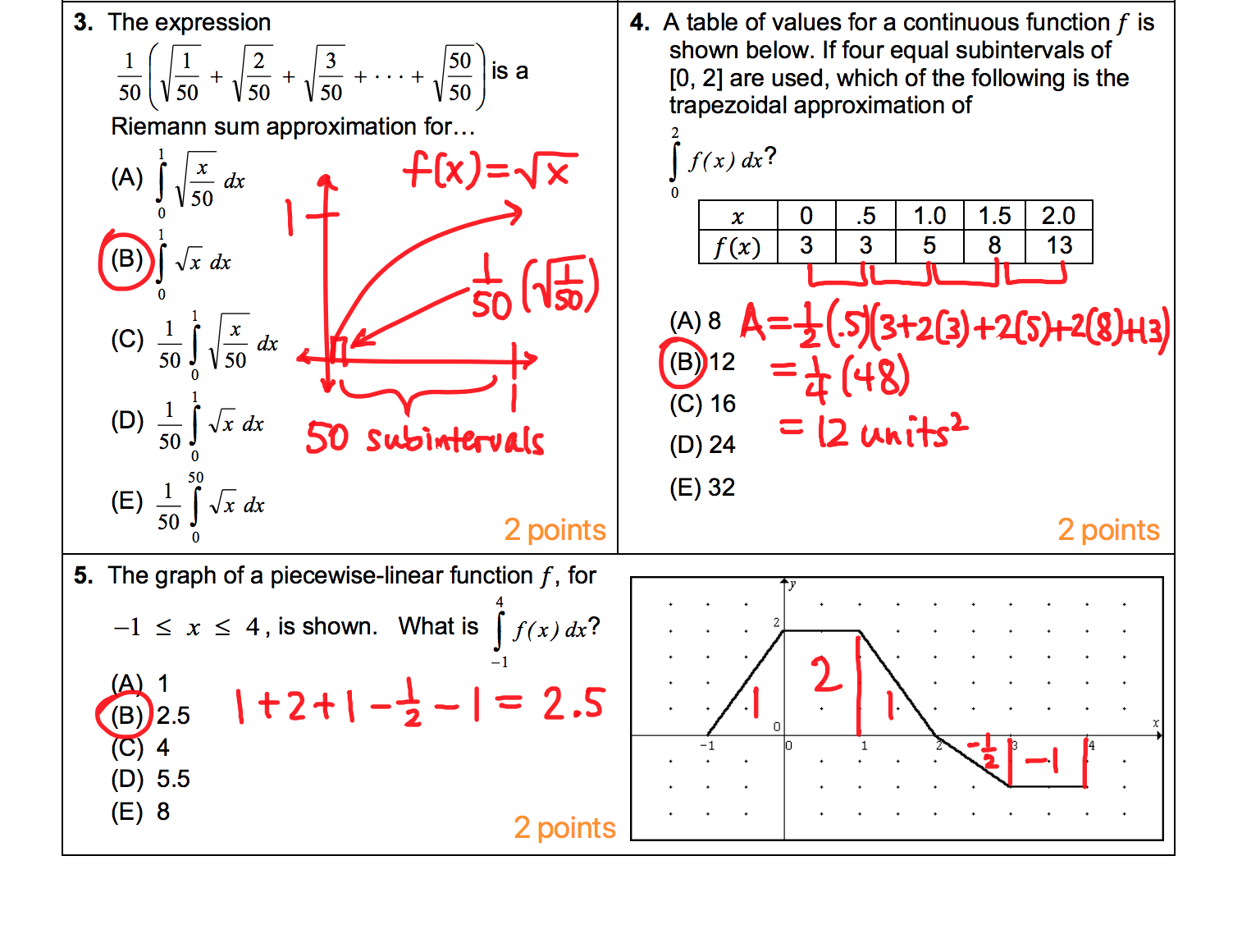 AP Calculus : Unit 5 - Mid Unit Quiz AK