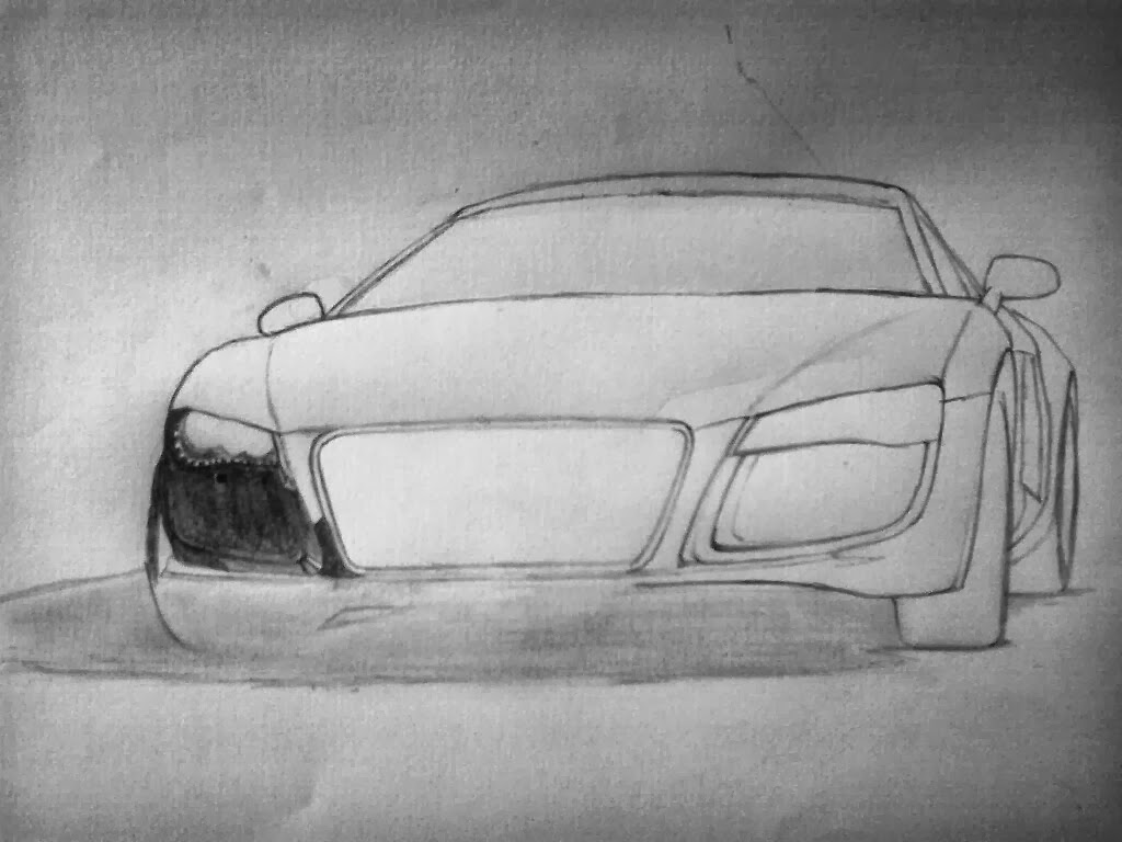 godofdraw: Black Audi R8 pencil drawing-step by step