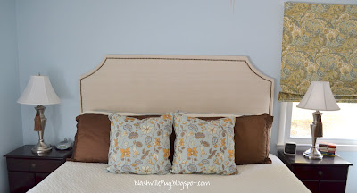NashvillePug: Drop Cloth Headboard with Nailhead Trim