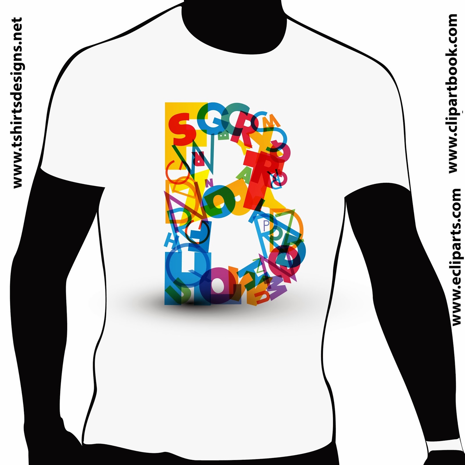free clip arts: Digital Alphabetical Letters T-shirts Print designs
