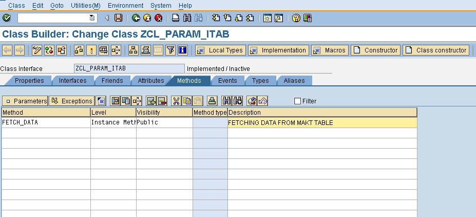 SAP TECH: Global Class : Passing parameters ( Parameter and Internal table ) to methods