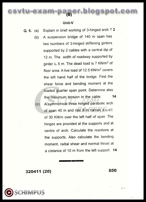 Csvtu Exam Papers Civil 4th Sem Structural Analysis 1 April May 2010