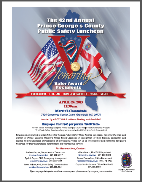 PGPD News: PGPD Officers to Receive Valor Awards