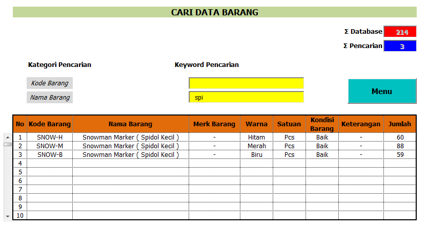Aplikasi Barang Menggunakan Excel | Azie Tech