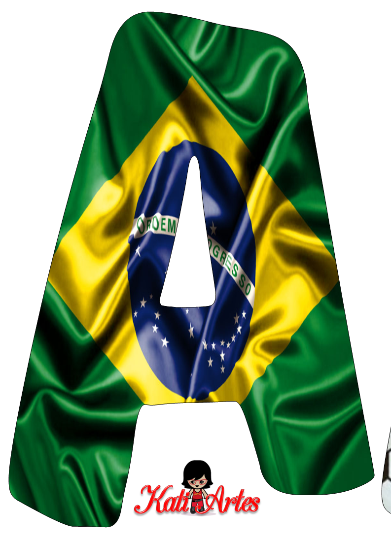 Moldes de Letras Bandeira do Brasil - Letras do Alfabeto para Imprimir ...
