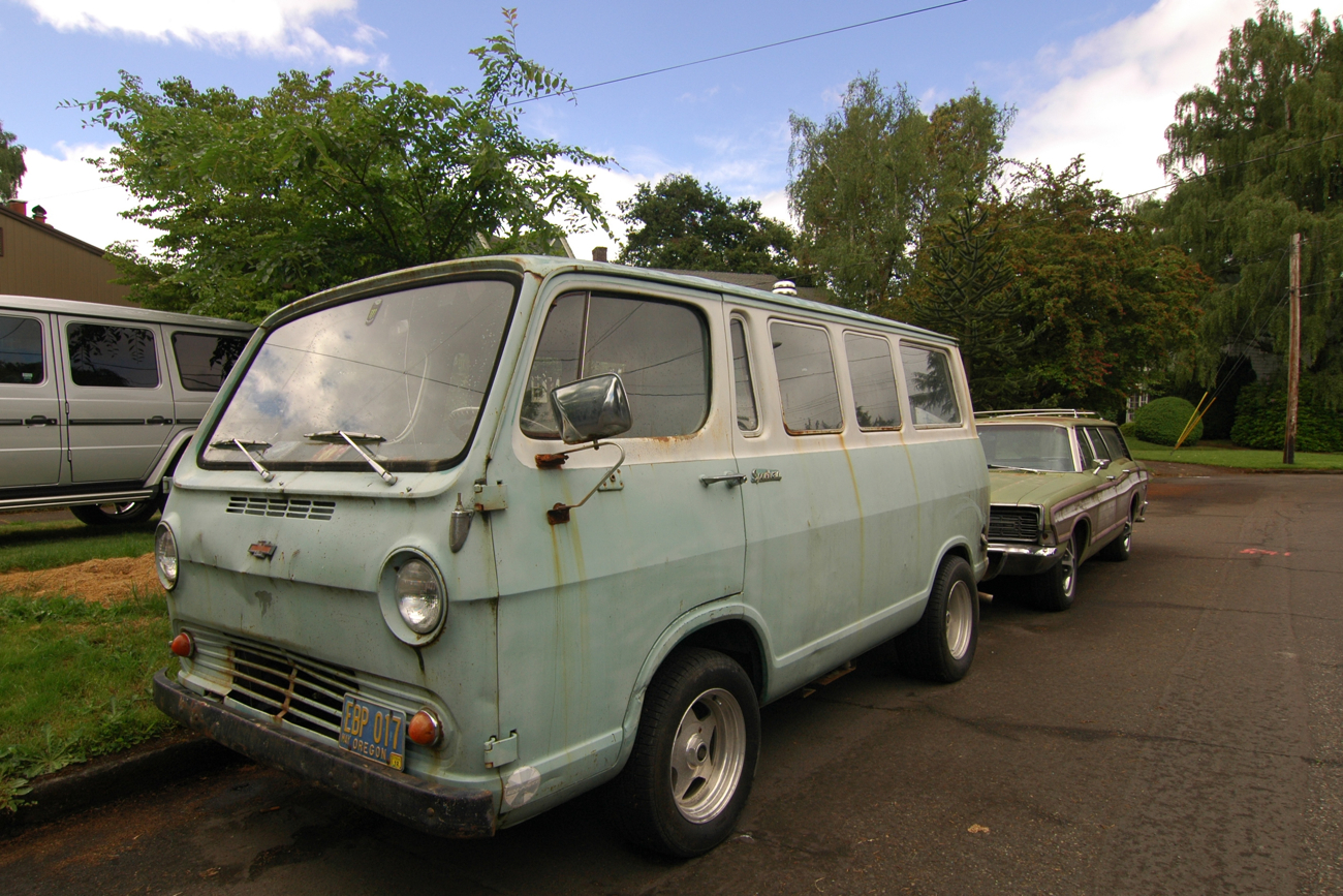 OLD PARKED CARS.: 1965 Chevrolet Sportvan.