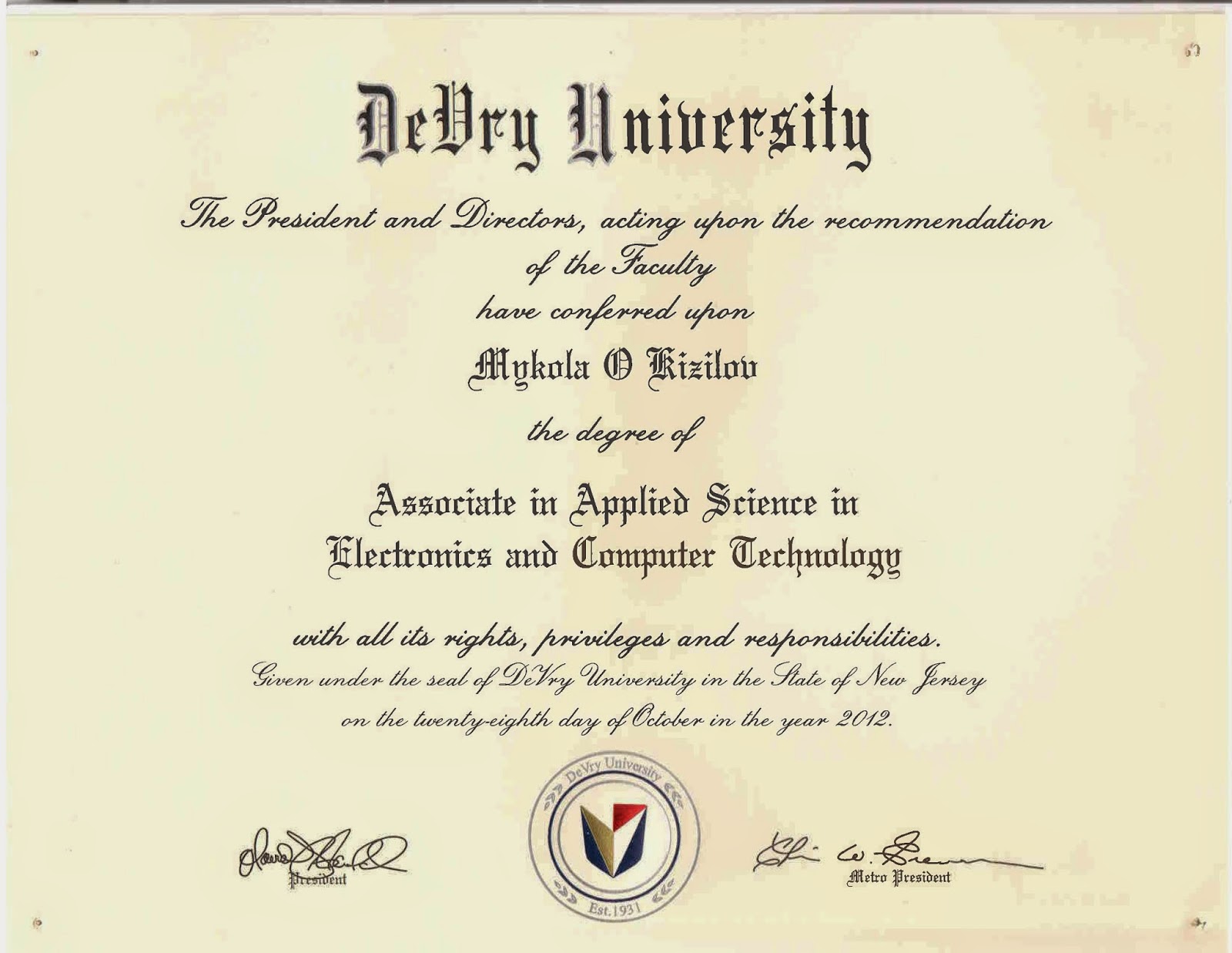 DEVRY UNIVERSITY - World Market Of Education