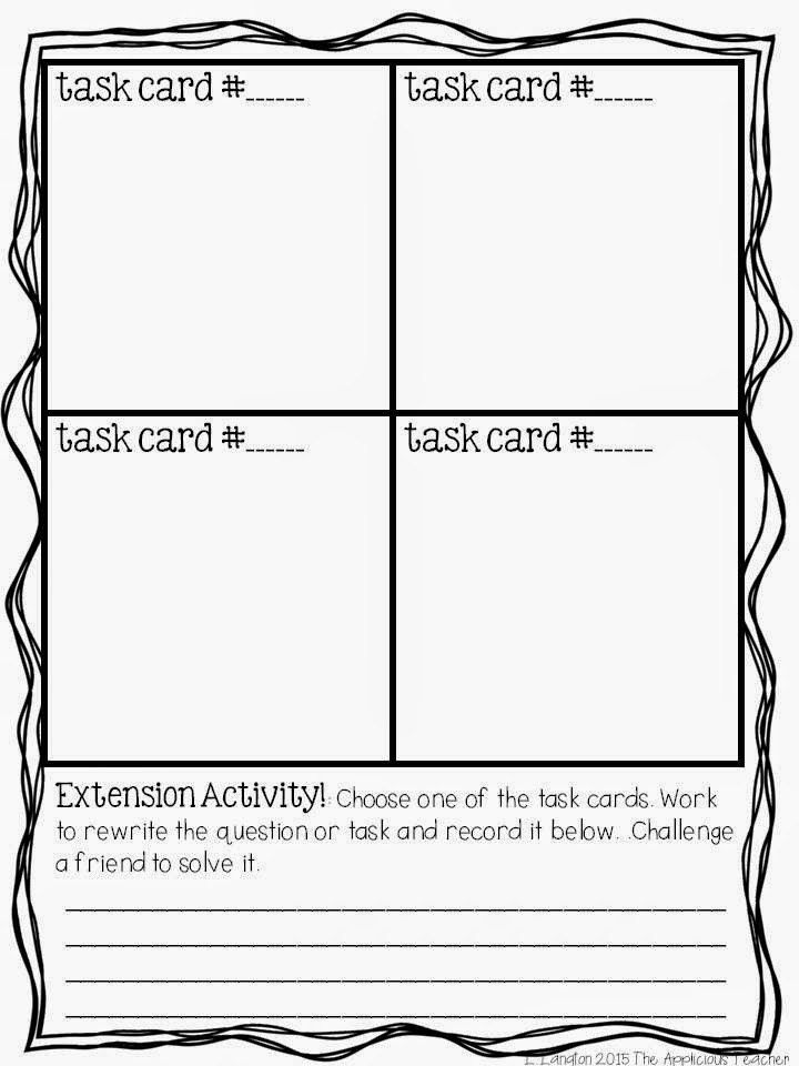 Task Cards Recording Sheet FREEBIE