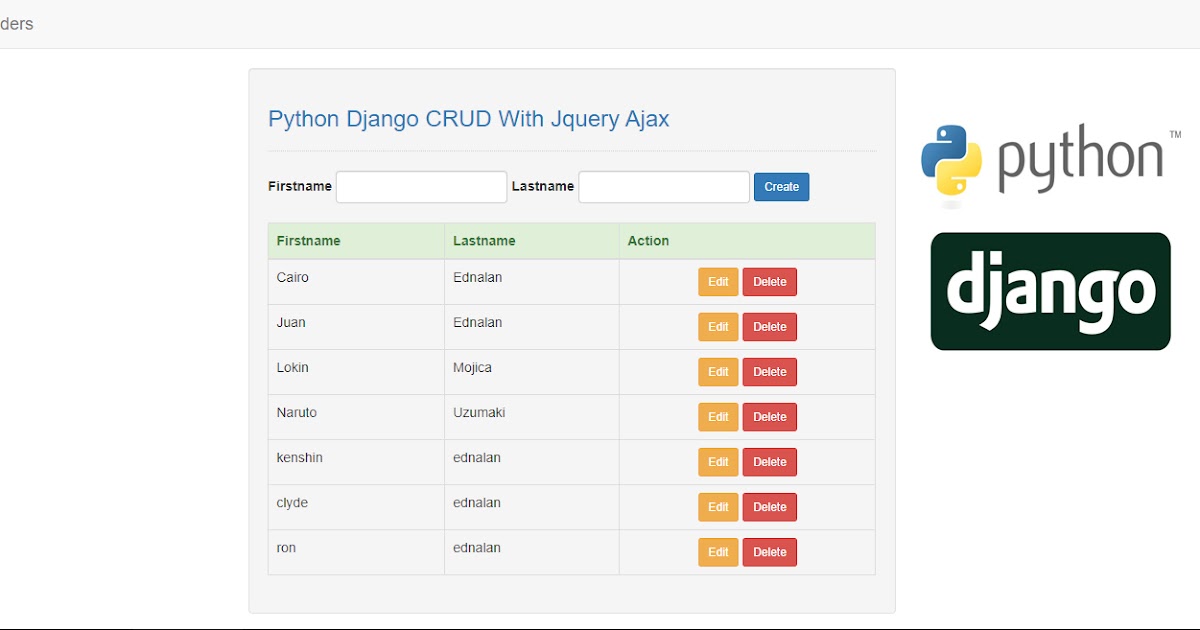 Python Django CRUD With Jquery Ajax | Tutorial101