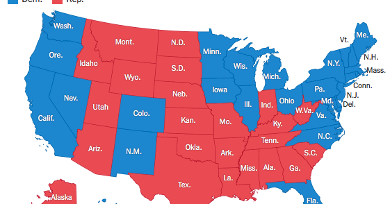 jobsanger: NYT Electoral College Map Has Clinton Winning 347 Votes