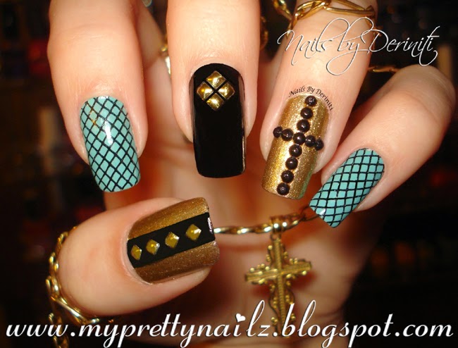 Edgy Elegant Glitzy Studded Christian Easter Nails with Black ...