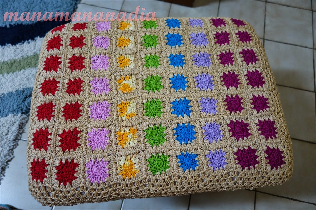 mana-mana nadia: Crochet Stool Cover Beserta Tutorial Mini Crochet Square