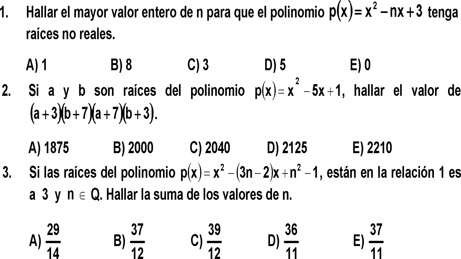 PROPIEDADES DE LA RAÍCES DE UNA ECUACIÓN CUADRÁTICA Y CÚBICA EJERCICIOS ...
