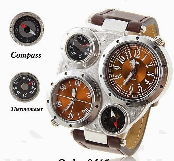 Jam tangan bentuk pelik kompas dan thermometer - kedai online