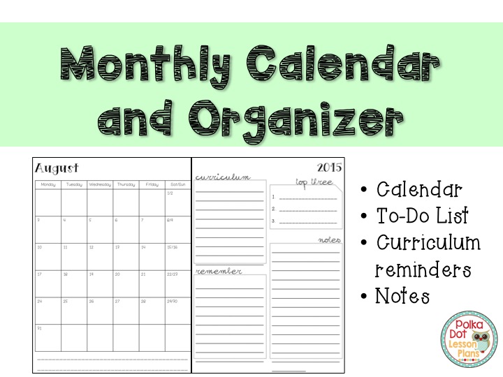 Polka Dot Lesson Plans: New and Improved Teacher Binder Calendar and a ...