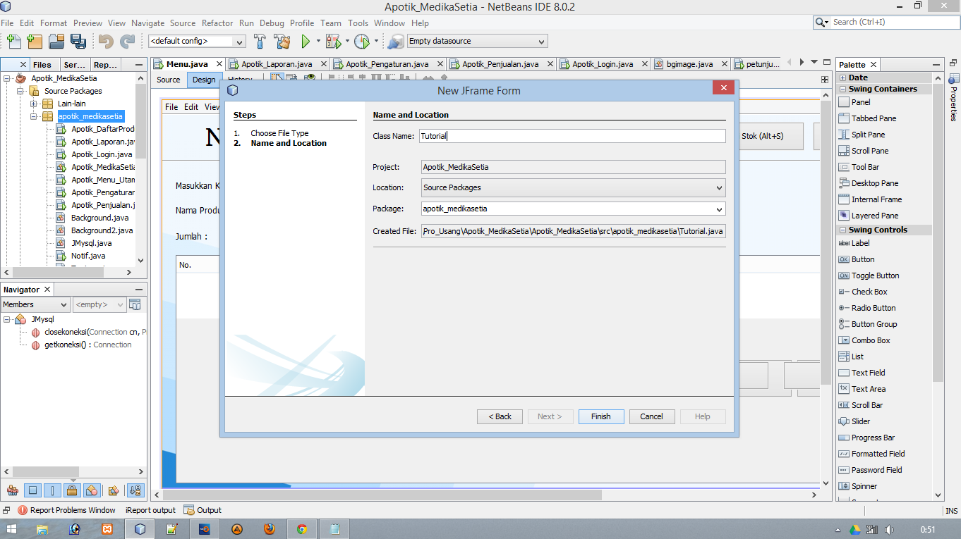 Membuat Menu item pada netbeans - Wira-7.com