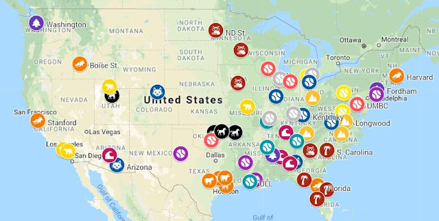2019 NCAA Softball Tournament Geospatial Map