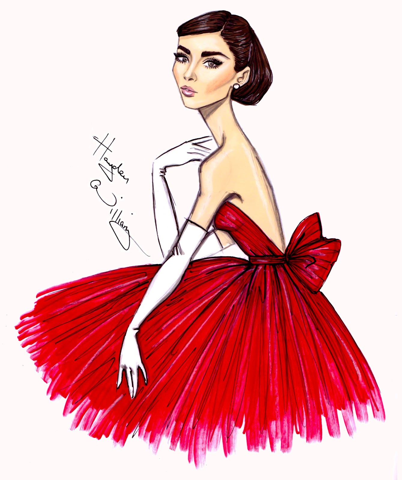 Hayden Williams Fashion Illustrations: Audrey 'Little Red Dress' by ...