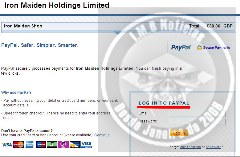 [TUTORIAL] - Compras via PayPal na loja oficial do Iron Maiden - IRON ...