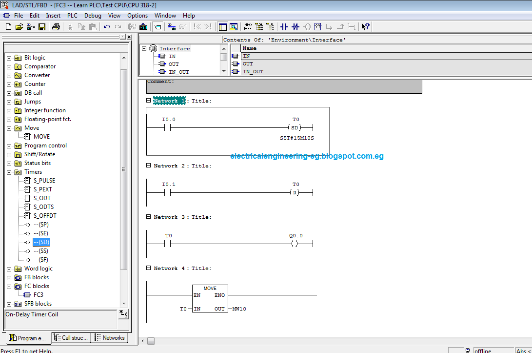 شرح timers داخل Siemens PLC موقع الهندسة الكهربية