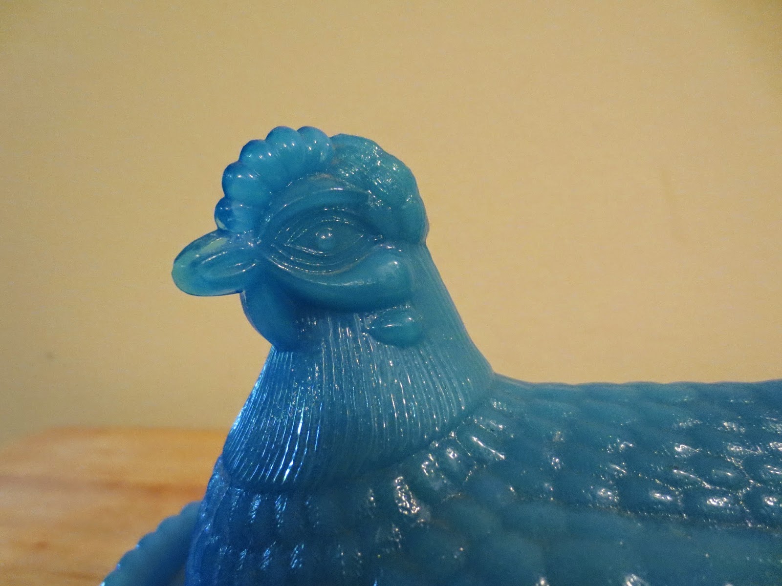 Blue Milk Glass Hen on Nest